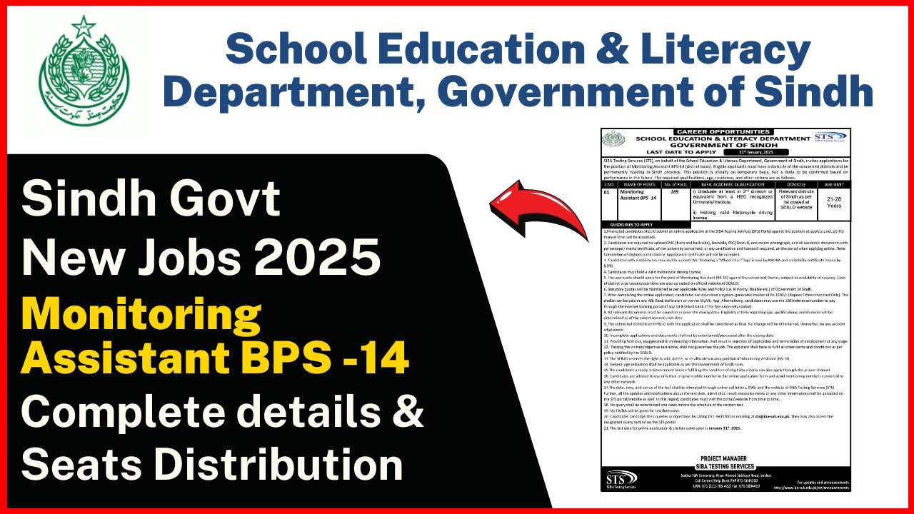 School Education And Literacy Department Sindh Latest Jobs 2026 - Apply ...