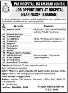 PAF Hospital Islamabad & WASA Attock New Jobs 2026 - Apply Online For ...