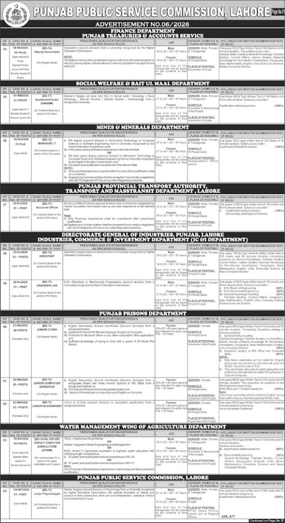 Punjab Public Service Commission (PPSC) New Jobs 2026 - Apply Online ...
